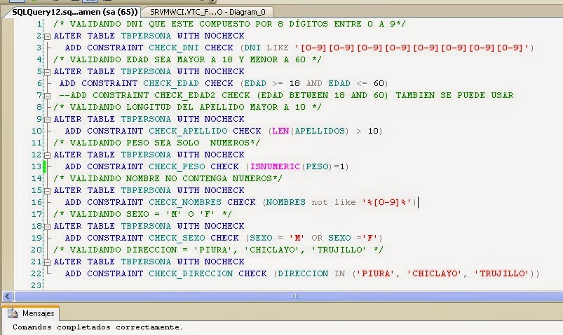 Aprende y Comparte SQL: CHECKS (RESTRICCIONES) SQL SERVER