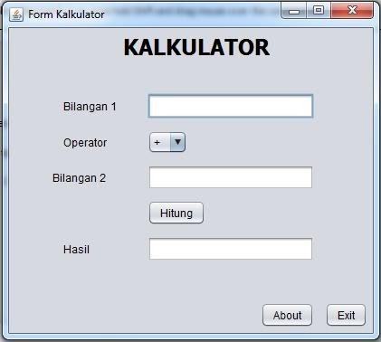 Membuat Kalkulator Sederhana Menggunakan Java - Contoh Aplikasi