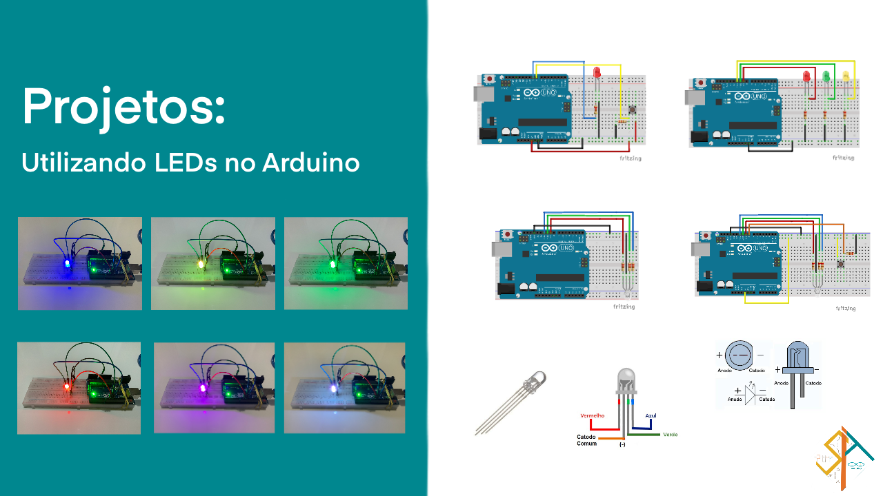 Foto de projetos com LEDs utilizando o Arduino