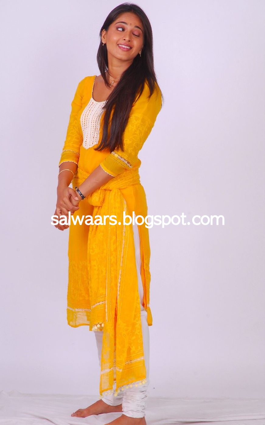Anushka in Yellow Designer Salwar Kameez - Indian Dresses