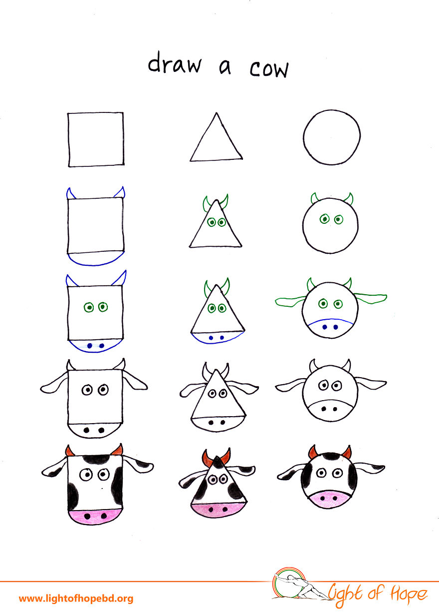 How To Draw Any Animal From a Square, a Triangle and A Circle