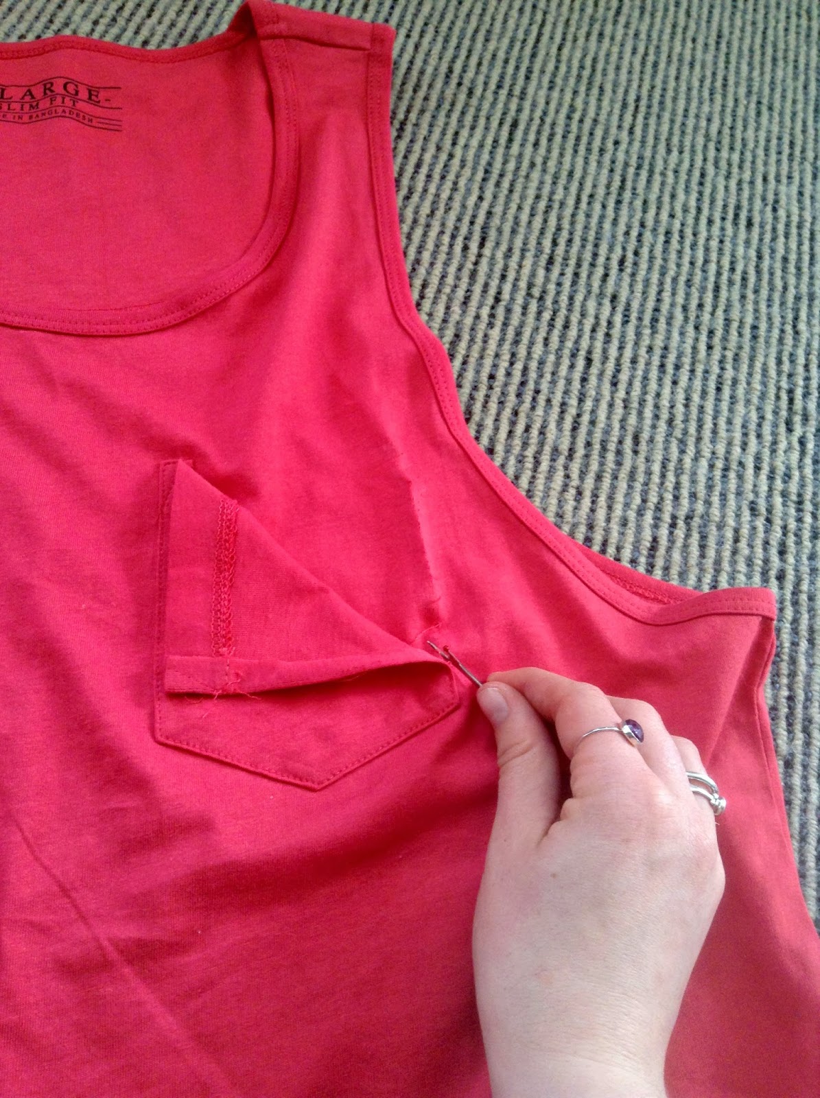 Salute to Cute: Contrast pocket singlet with embroidered message