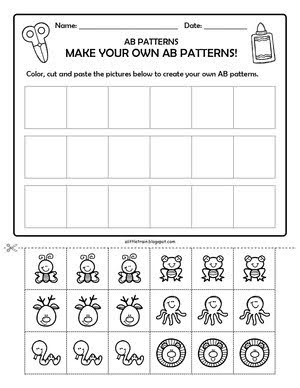 A Little Train: Cute animal AB patterns. Copy, extend, complete and ...