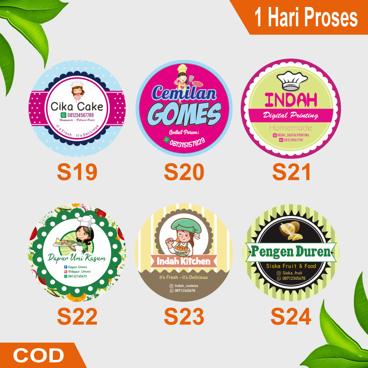 CETAK STIKER LABEL BULAT, LABEL NAMA, LABEL MAKANAN, TOPLES KEMASAN ...