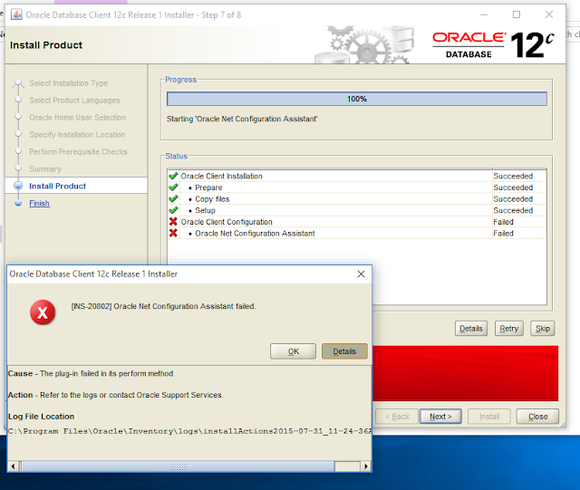 Resolving Ins 20802 Oracle Net Configuration Assistant Failed Error On Windows 10 5222