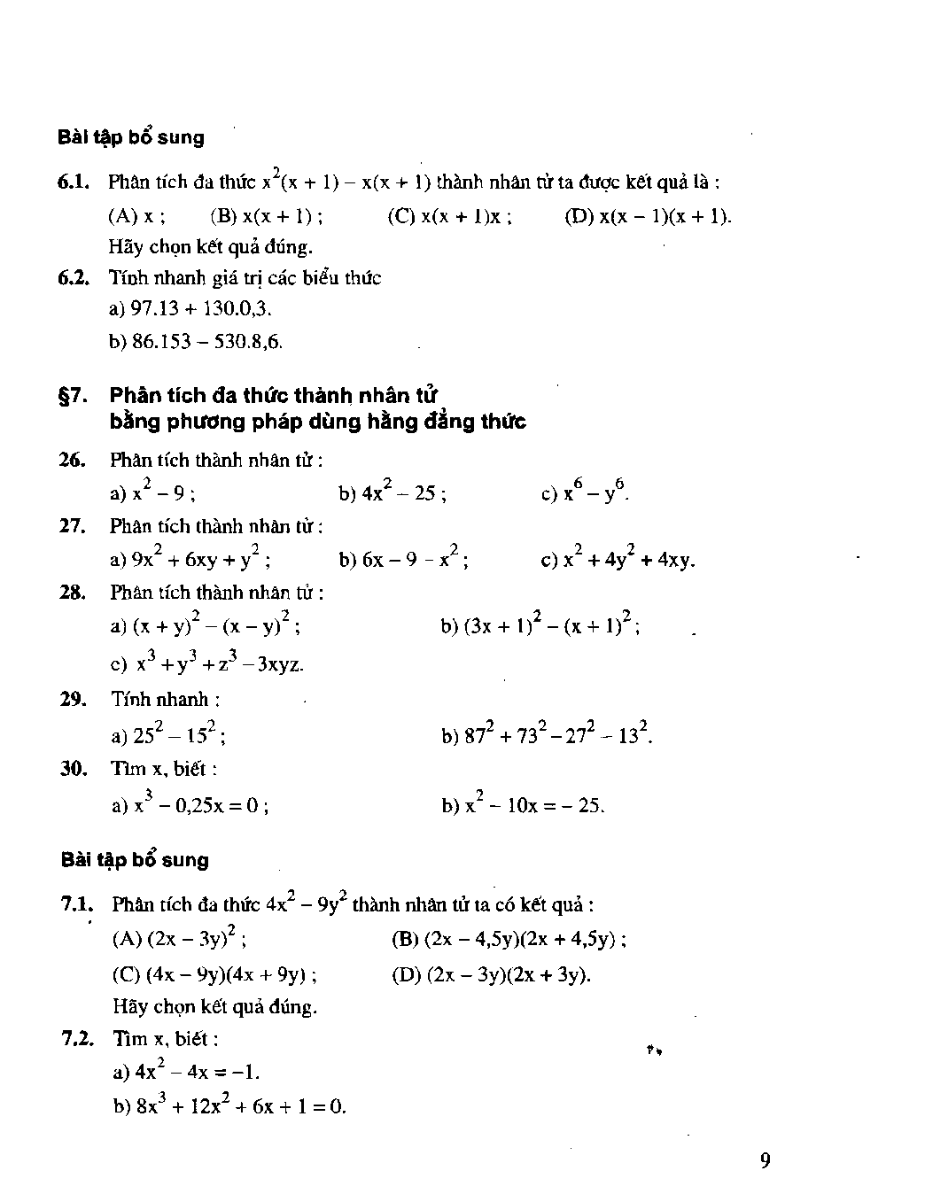 Bài Tập Toán Lớp 8 Tập 1 - Bài 6: Phân tích đa thức thành nhân tử bằng ...