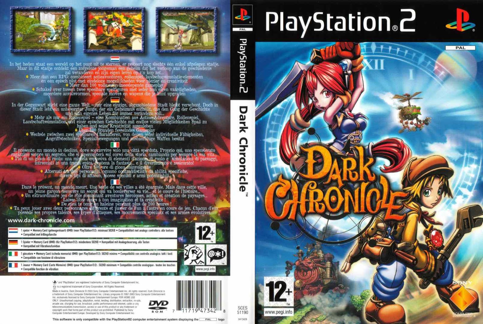 Base : Dark Chronicle - Capa & Label Game PS2