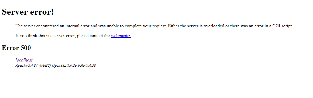 How to resolve the Server error! server encountered an internal error ...