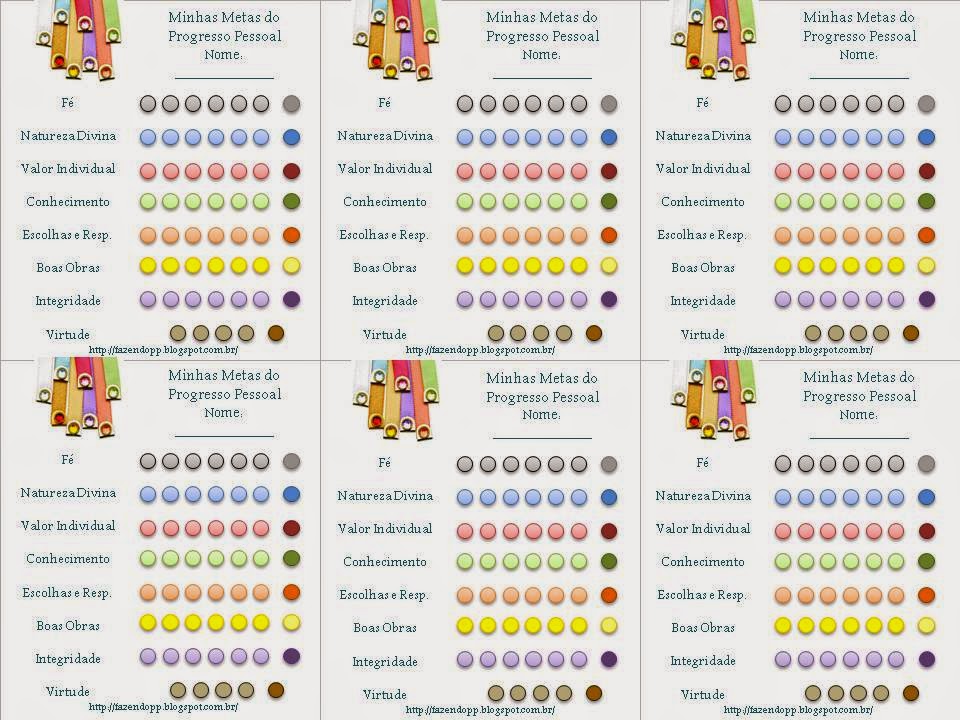 Fazendo meu Progresso Pessoal: Tabela de Metas do Progresso Pessoal