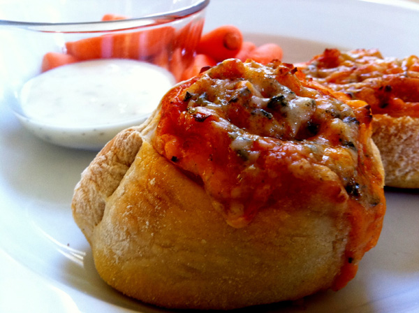 Girls Who Grub: Guest Blog: Open-face Buffalo Chicken Pizza Calzones