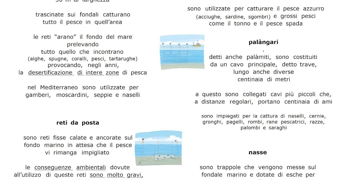 Paradiso delle mappe: La pesca: I metodi dei pesca - dettagliato