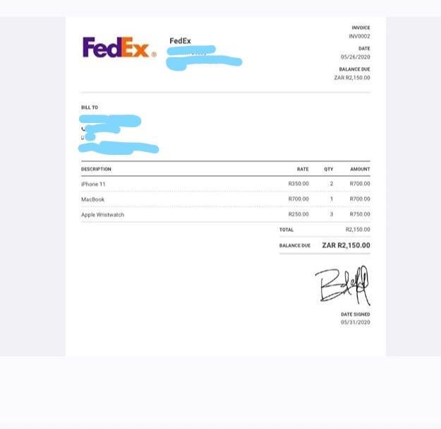 Fedex Invoice - Invoice Template