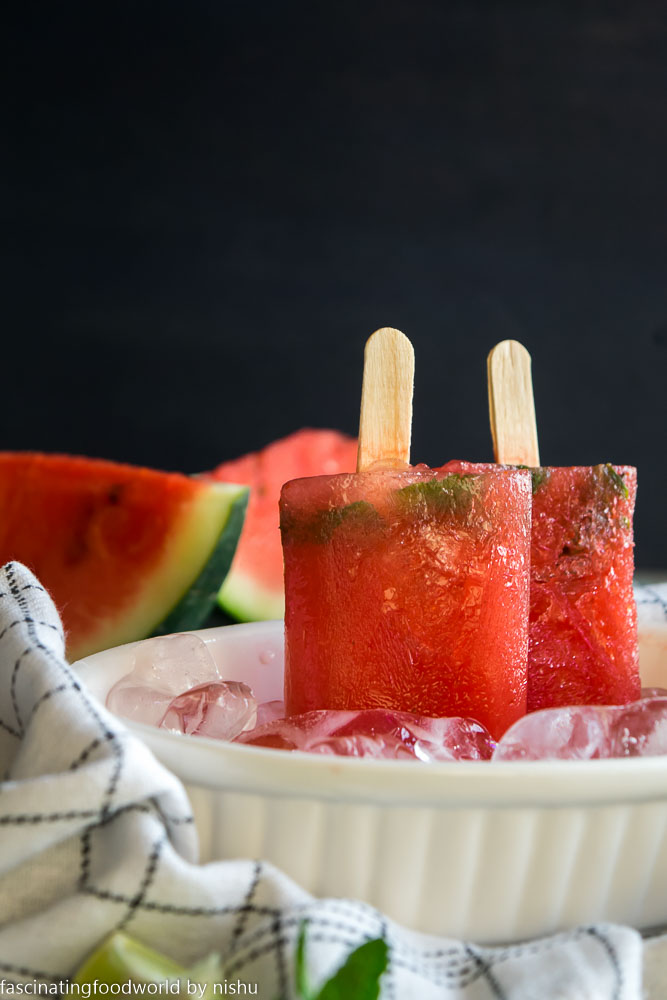 Spicy watermelon popsicles