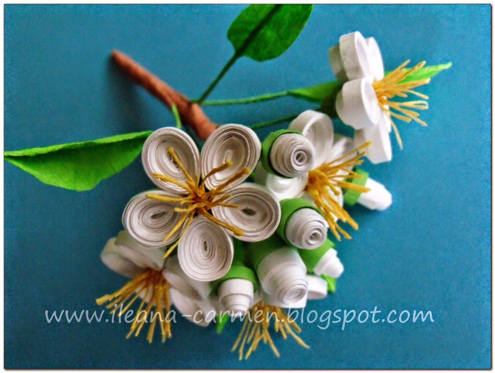 hobbies: TUTORIAL Quilling 3d - Blooming Branch with Cherry Flowers