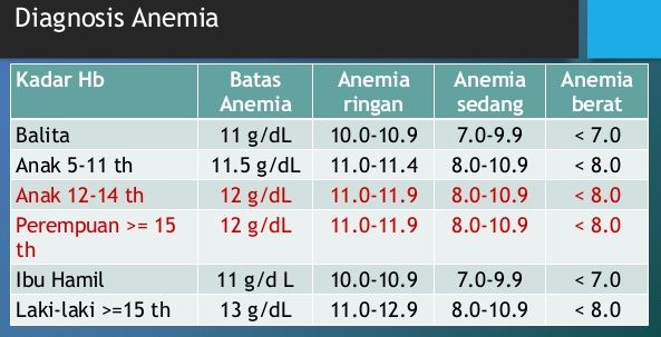 Seorang anak memiliki keluhan pusing, cepat mengalami kelelahan, mudah ...