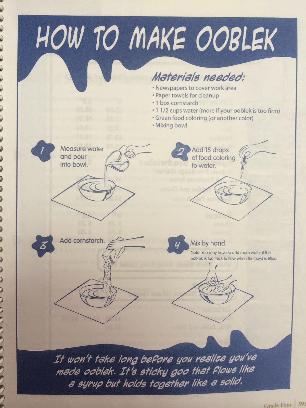 Ms. Hodges' 3rd Grade: Oobleck Directions