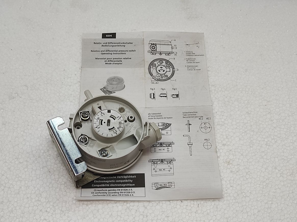 HUBA CONTROL 604 MECHANICAL PRESSURE SWITCH 0.2-3 mbar MAX 50/75 mbar ...