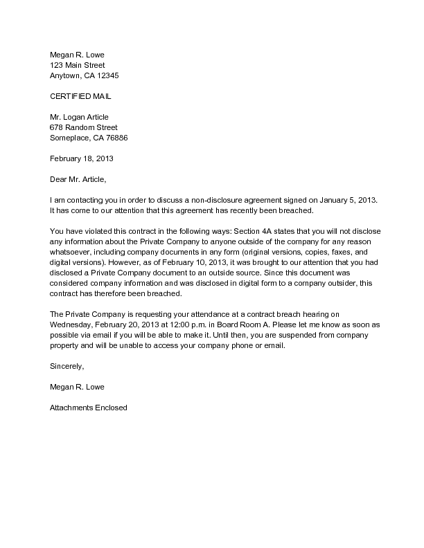 Disclosure Letter Template ~ Resume Letter