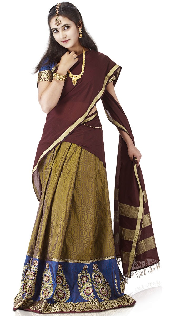 Womans Clothing India Pattu Pavadaireshme Langa Fashion Style