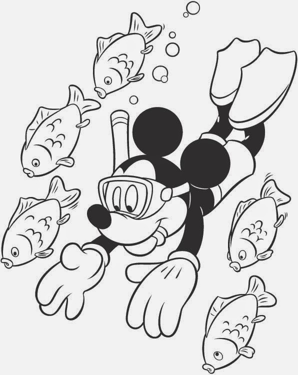 Mickey Mouse Snorkeling Mickey mouse for coloring, | Disney coloring ...