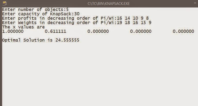 Computer Science Engineering Program Find A Optimal Solution For A Knapsack Problem Using