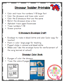 Dinosaur Bundle for Preschool and Toddler plus Craft ~ Preschool Printables