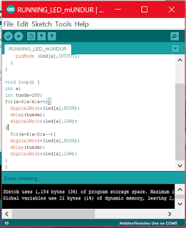 APLIKASI PROGRAM ARDUINO UNO: Running LED berbasis Arduino UNO