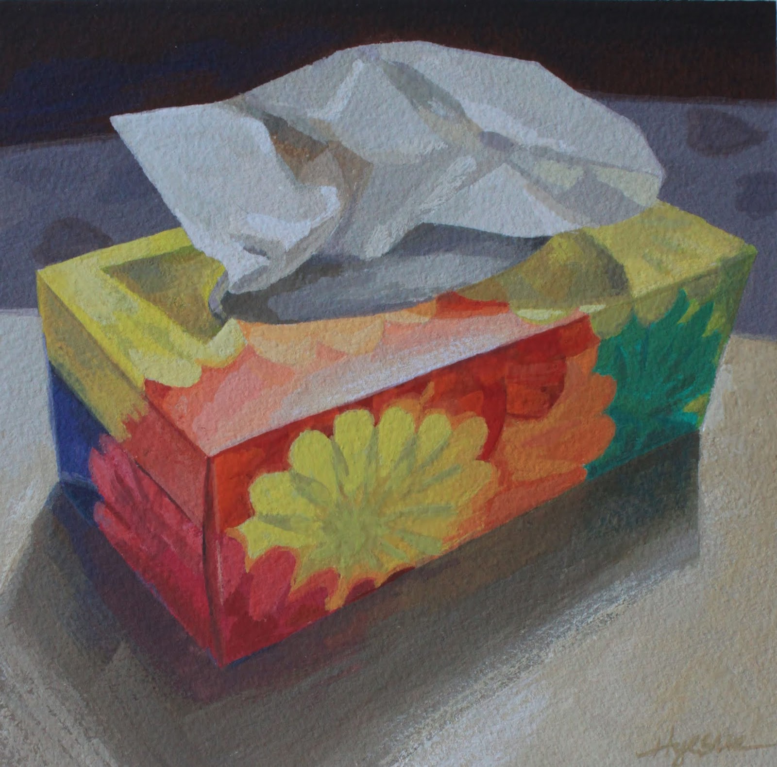 Watercolour by Hye Sun: a colourful tissue box