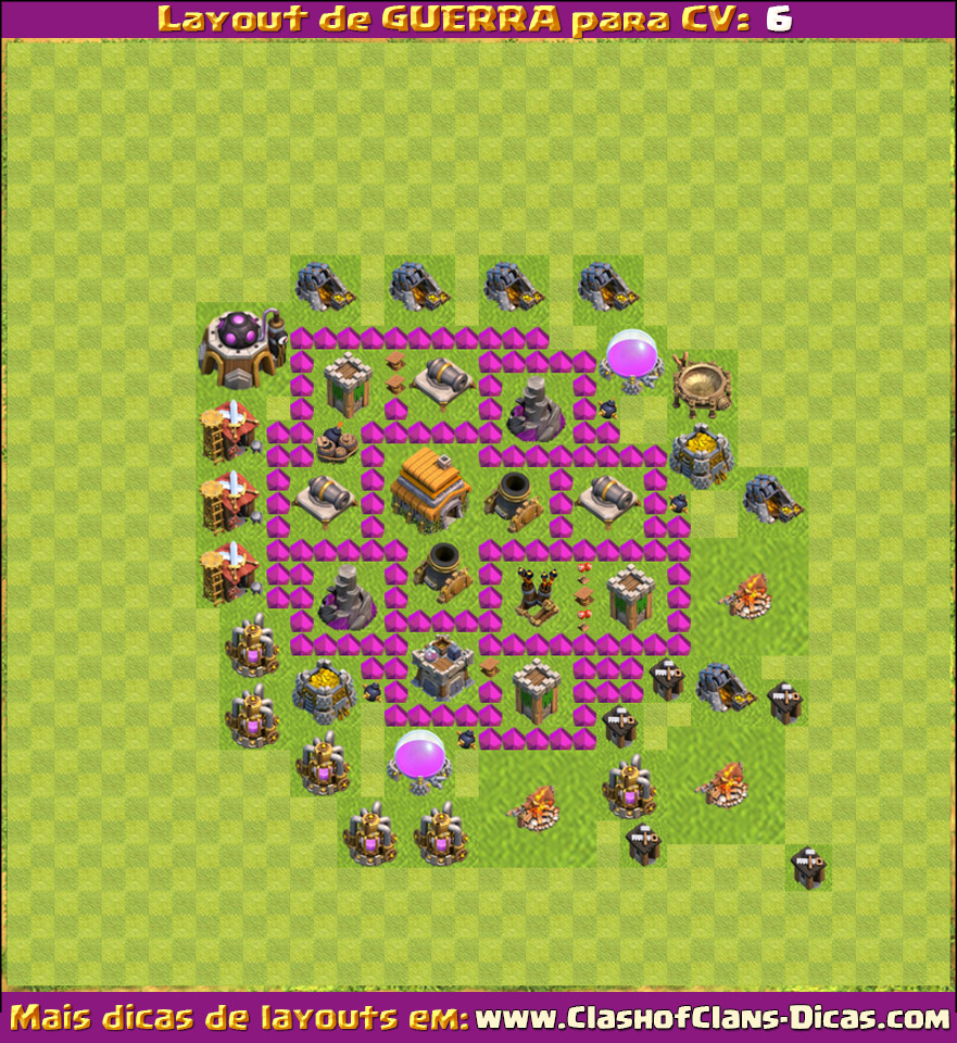 Layout para Centro de Vila 6 em Guerra - Clash of Clans Dicas, Gemas ...
