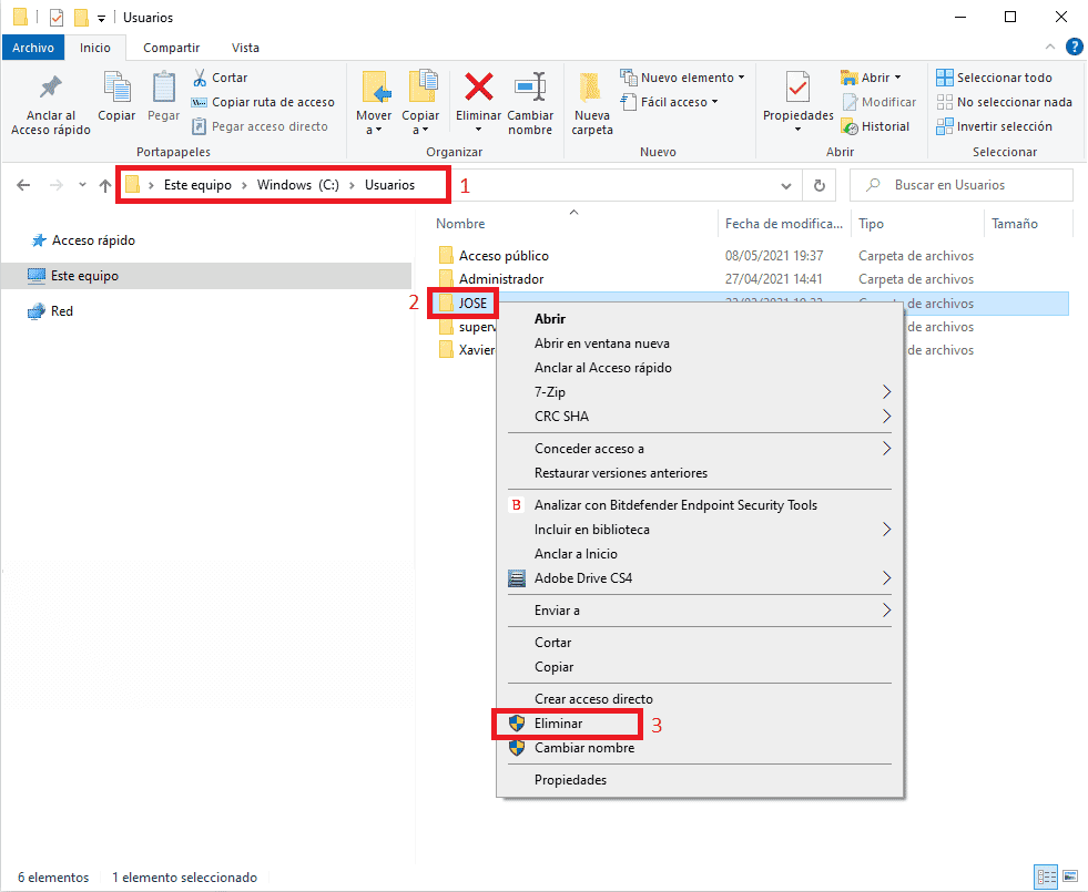 Pantallazos.es: Windows 10: Eliminar Perfil de Usuario usando Regedit.