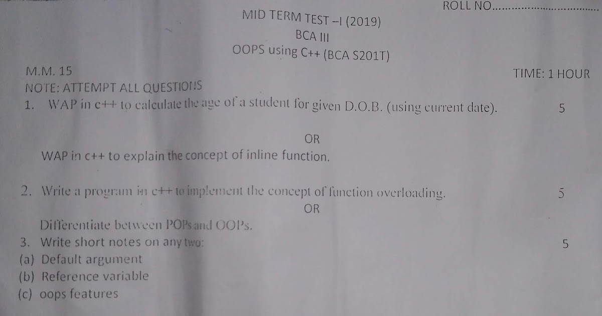 MGKVP BCA Question Papers Free PDF Download