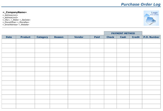 Purchase Order Log Template - Invoice Template