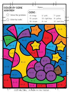 An Apple For The Teacher: New Years Color By Number Worksheets