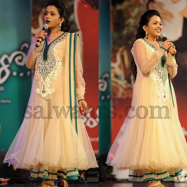 Suma in Cream Net Salwar - Indian Dresses