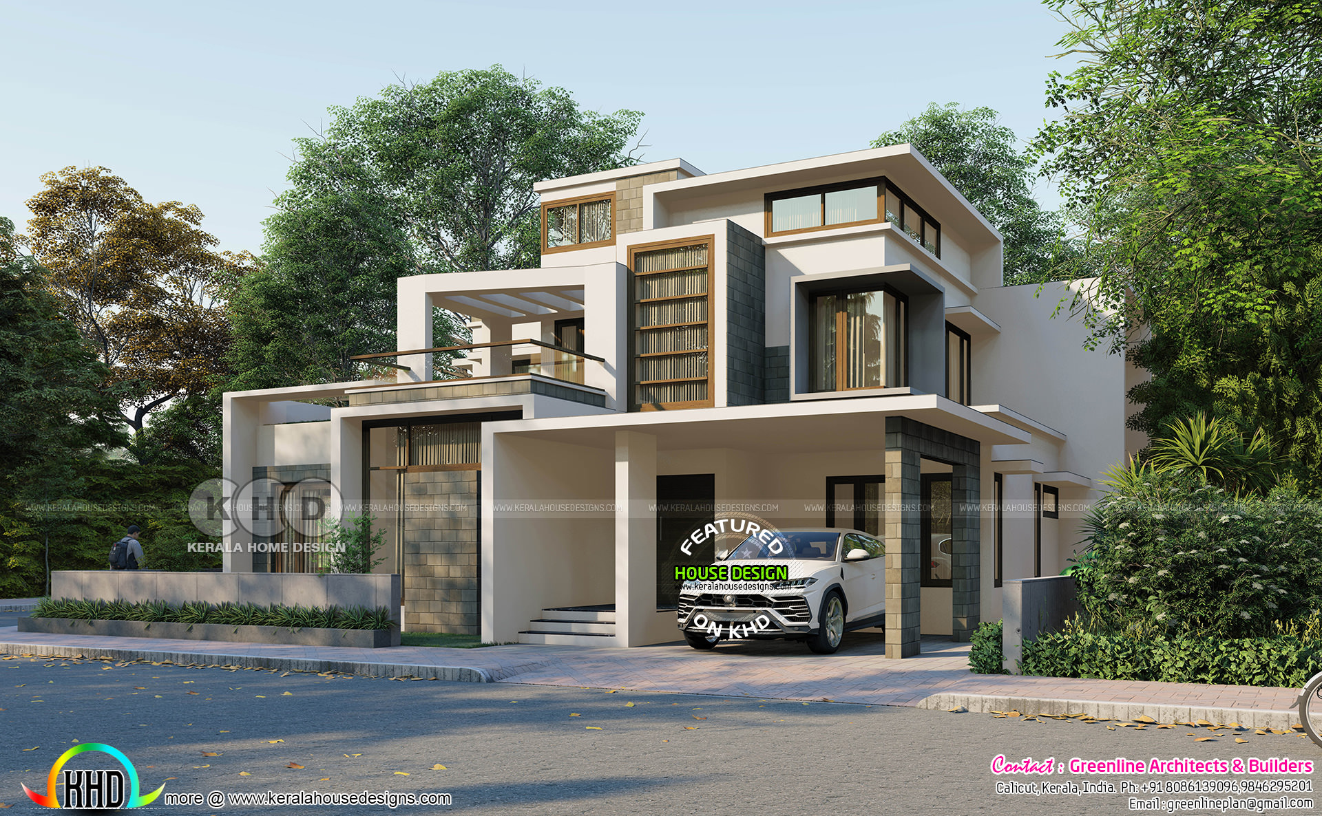 2800 sq-ft contemporary style home left, right and top view - Kerala ...