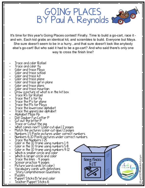 GOING PLACES BOOK UNIT AND PUPPET STICKS ~ Book Units by Lynn