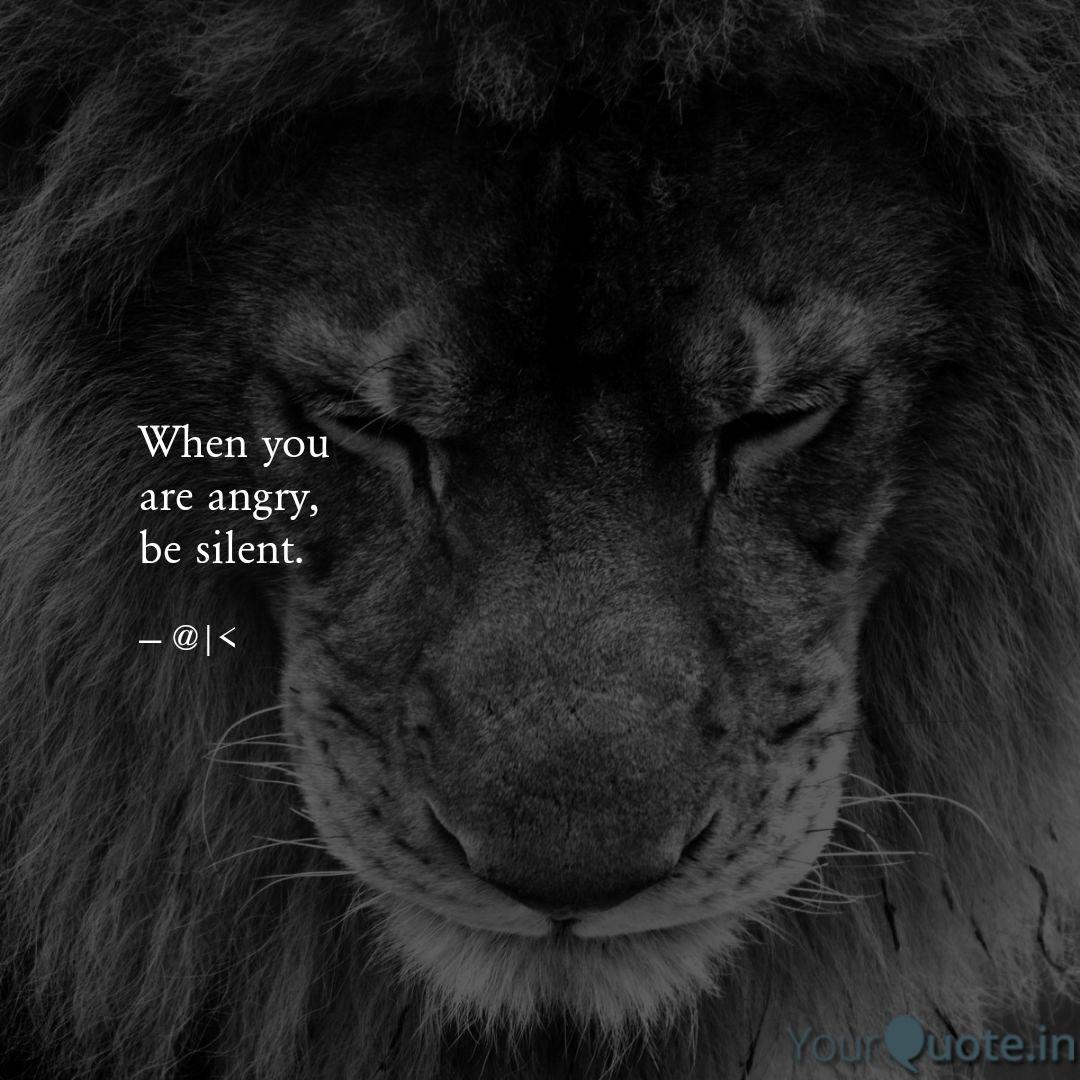 When you are Angry, Be Silent