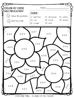 An Apple For The Teacher: Fall Color By Number Worksheets
