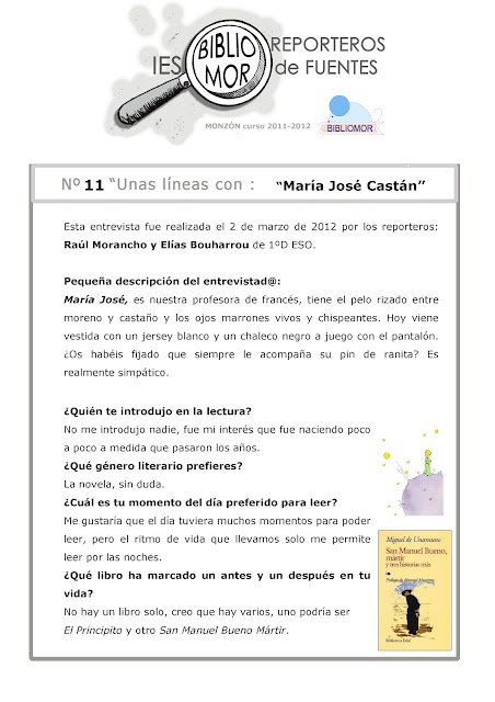 BIBLIOMOR: BIBLIO-REPORTEROS: ¡O LA LA... Hoy María José Castán.!