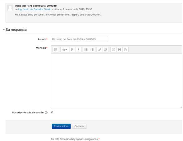 Turno Sabatino: Como responder a un Foros en la Plataforma Educativa Moodle