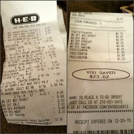 HEB Shopping Haul: Spent $12.70, Saved $23.62!
