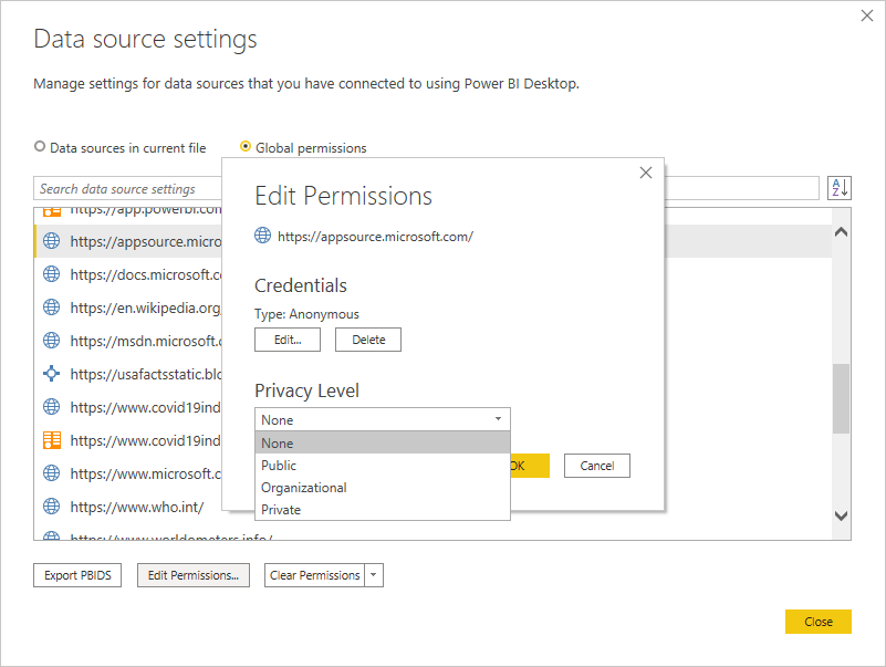How to change data source connections in Power BI