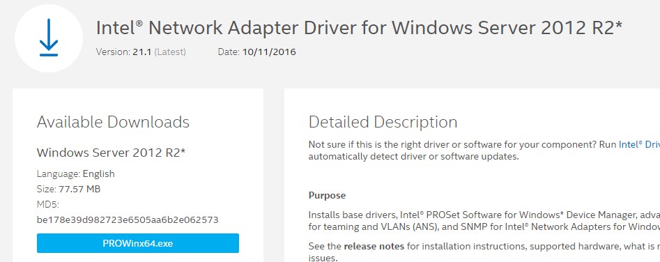 Information Technology: Enable the Intel I217-V NIC in Windows Server 2012