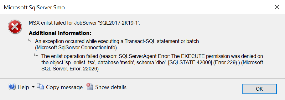 The Execute Permission Was Denied On The Object Sp Enlist Tsx