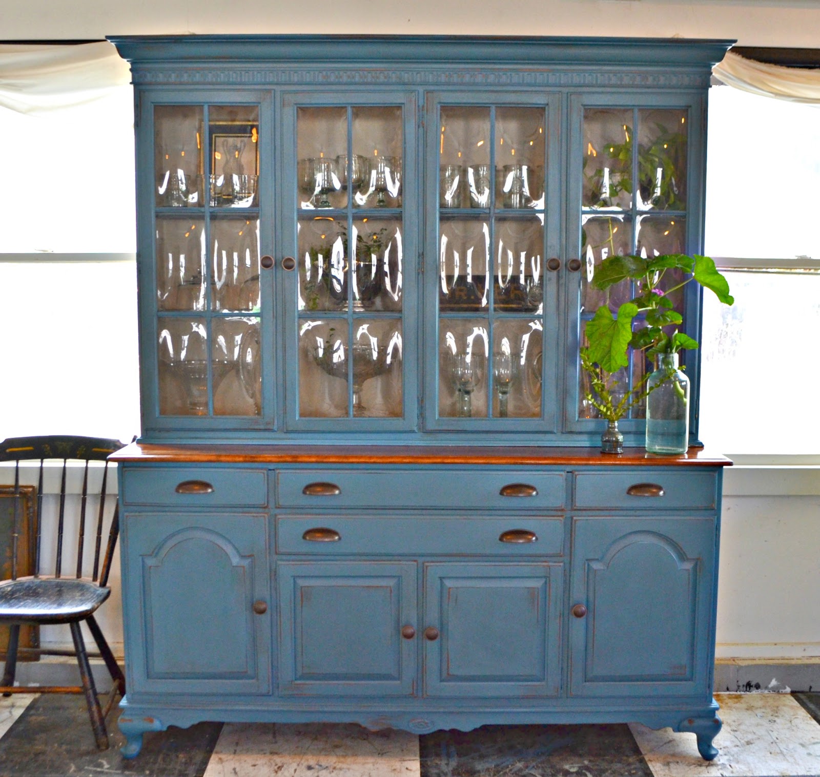 Heir and Space: An Ethan Allen Cherry Hutch in Blue