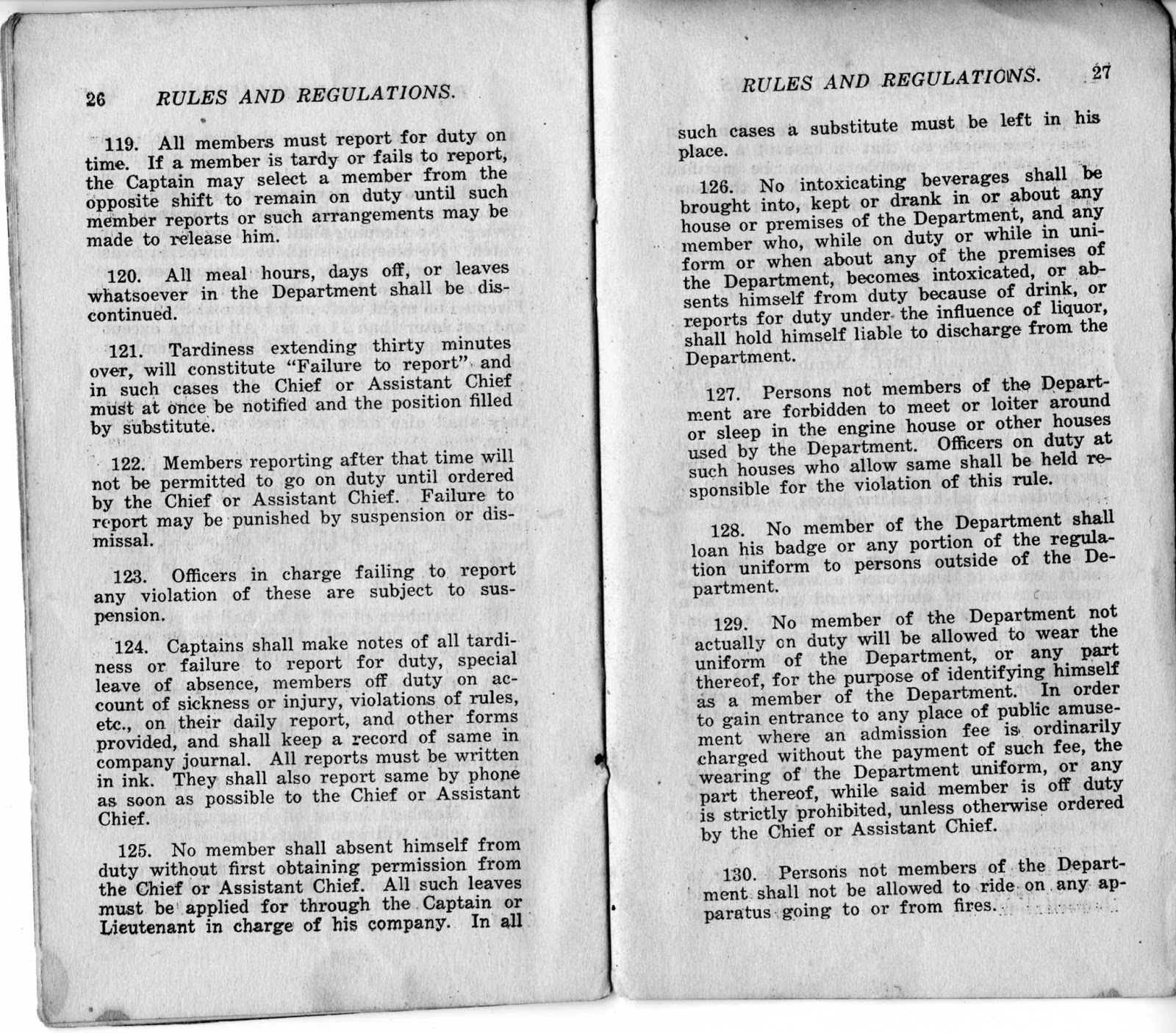 Asheville Fire Department History: Old Fire Department Rules and ...