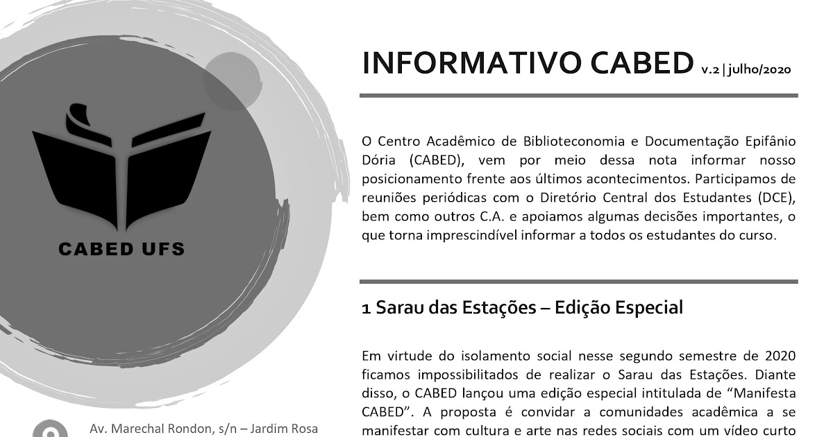 CABEDUFS: Informativo CABED v.2 | jul. 2020