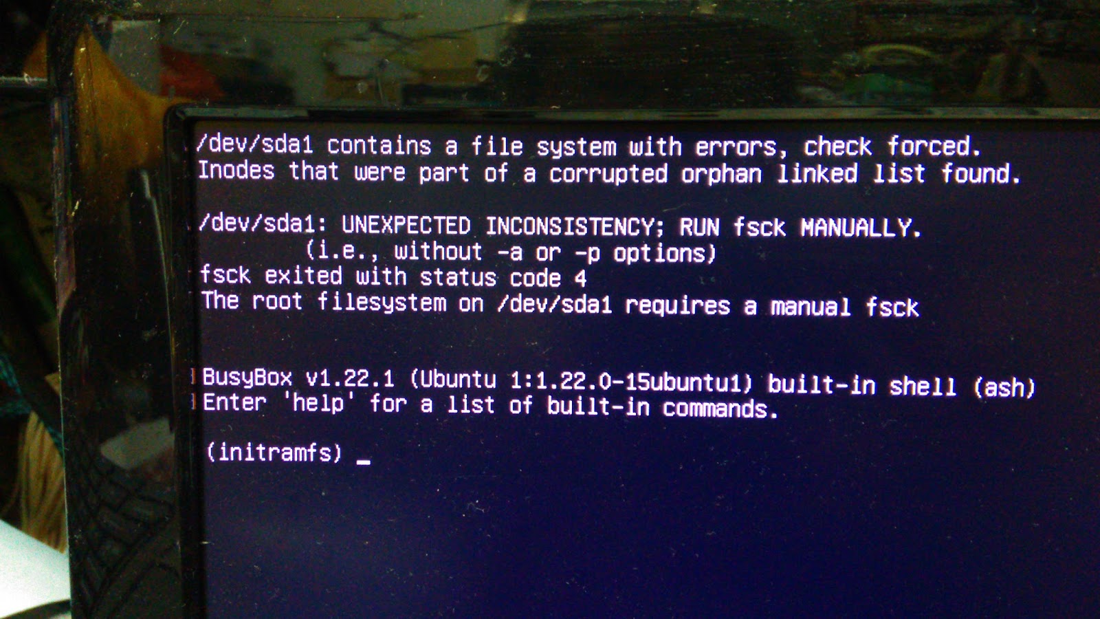 Root Filesystem On dev sda1 Require A Manual Fsck root-filesystem-on-dev-sda1-require-a-manual-fsck
