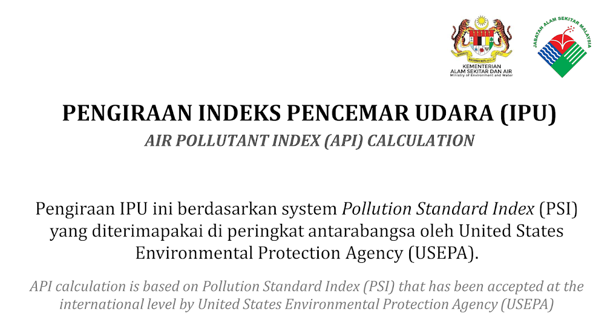 Pengiraan Indeks Pencemar Udara (IPU) di Malaysia