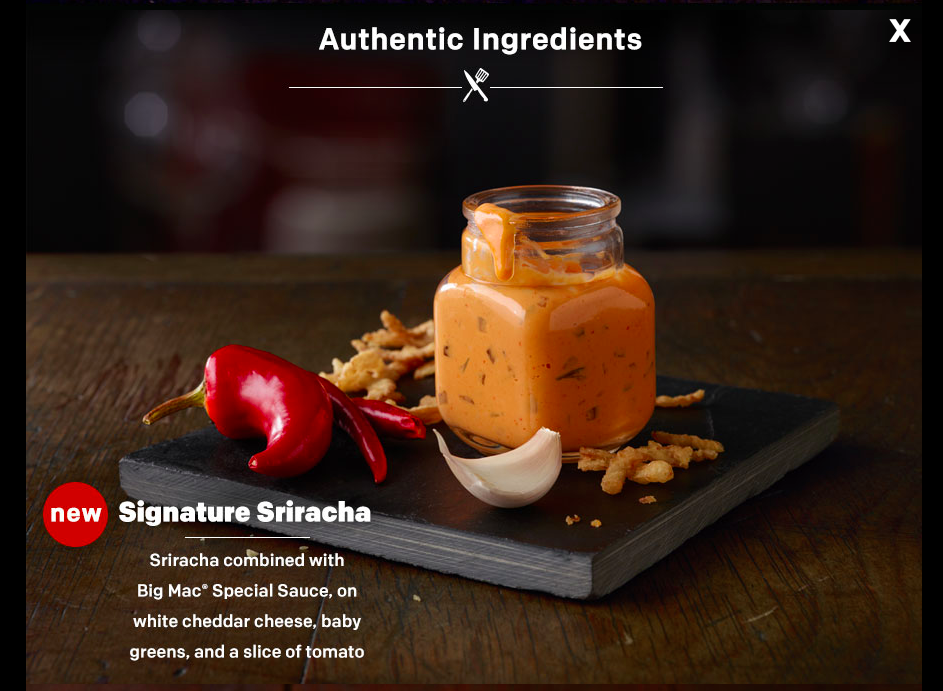 Signature Crafted Recipes "Signature Sriracha Burger" From McDonald's ...